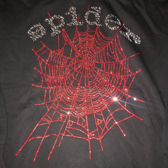 Sp5der | Shirts | Sp5der Og Rhinestone Logo Hoodie Black | Poshmark